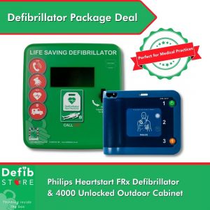 Philips Heartstart FRx Defibrillator & 4000 Unlocked Outdoor Cabinet ...