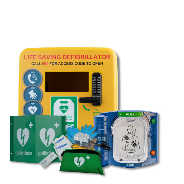 Philips Heartstart HS1 Defibrillator with Locked Outdoor Defibrillator ...