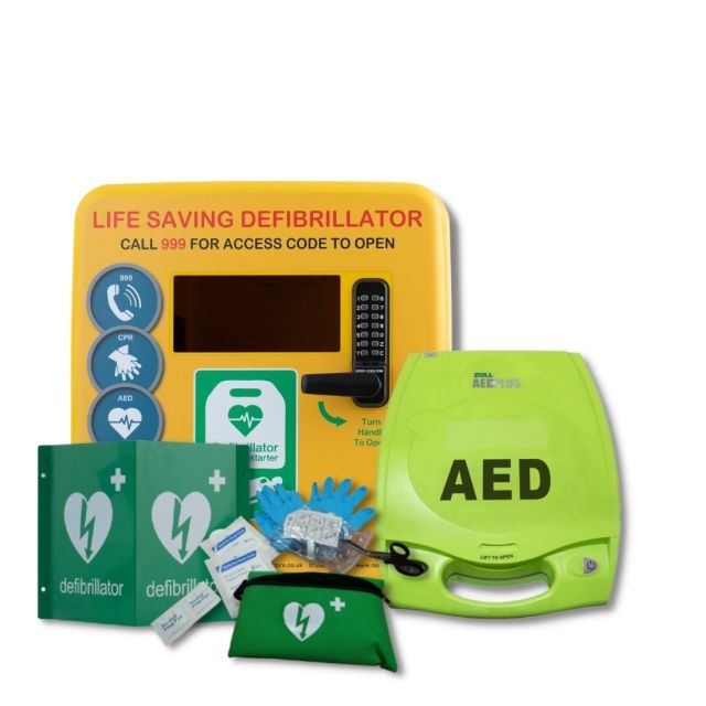ZOLL AED Plus Semi Automatic Defibrillator & 4000 Locked Outdoor ...